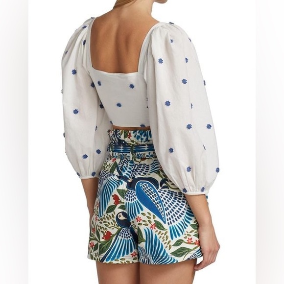 FARM Rio | Tops | Farm Rio White Flowerembroidered Cotton Crop Top New ...